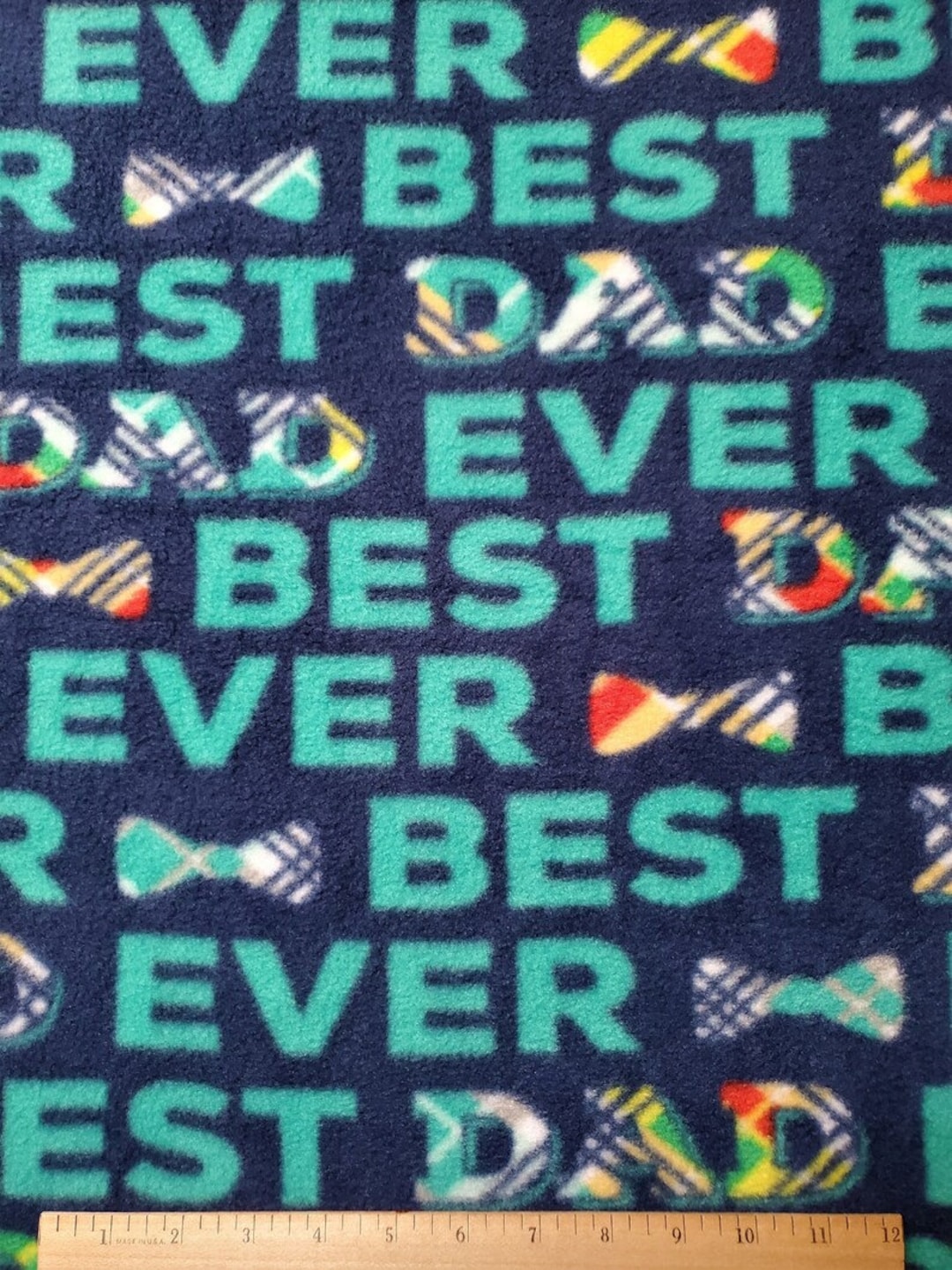 Best Ever Dad Fabric in Navy Blue Anti-pill PRE-CUT FLEECE - Etsy