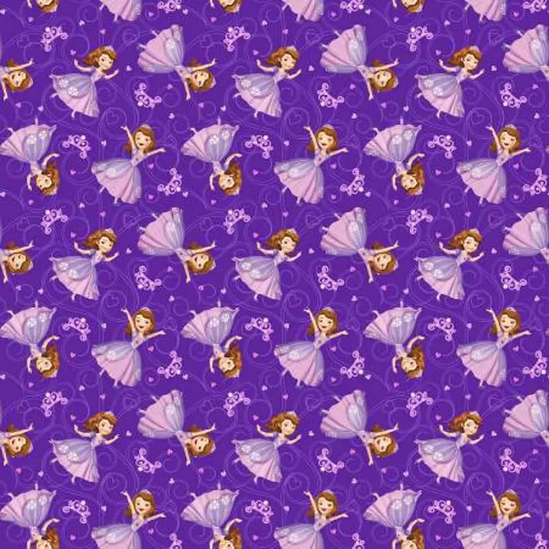 Disney Fabric Princess Sofia Allover in Purple 1/2 Yard From - Etsy