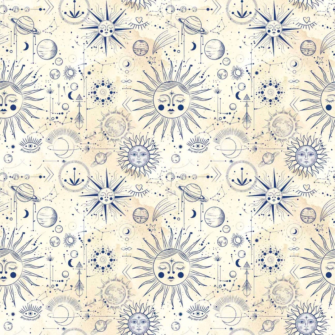 Celestial Fabric Celestial Packed in Cream From Quilting Treasures 100% ...