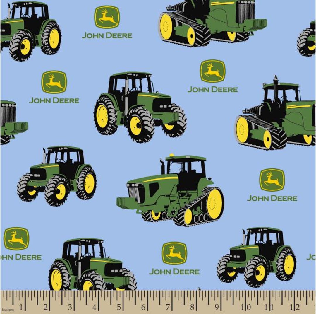 John Deere Fabric Texture Tractors in Blue From Springs Creative 100% Cotton - Etsy