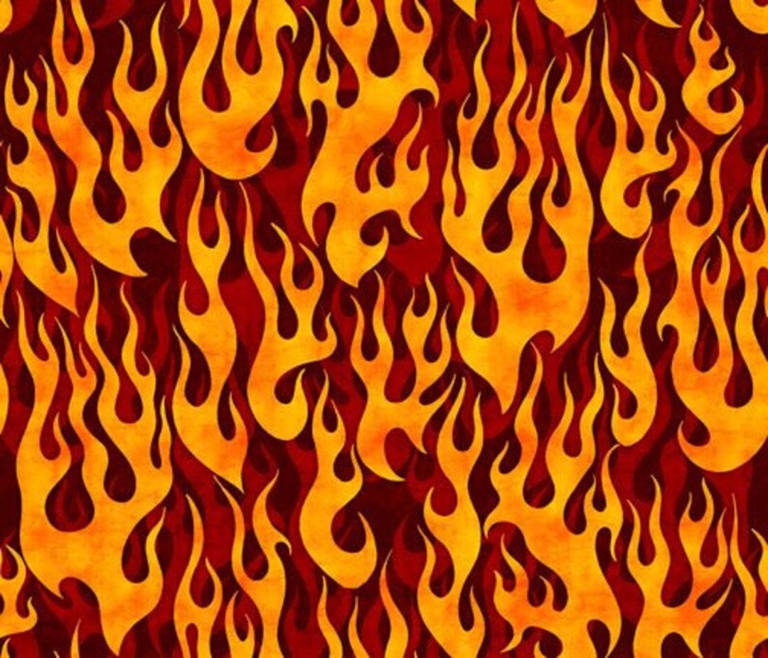 Firemen Fabric 5 Alarm Fire Flames in Orange 1/2 Yard PRE-CUT From ...