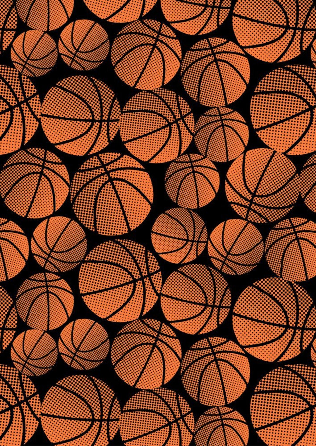 Basketball Fabric Basketballs Allover in Black 100% Cotton - Etsy