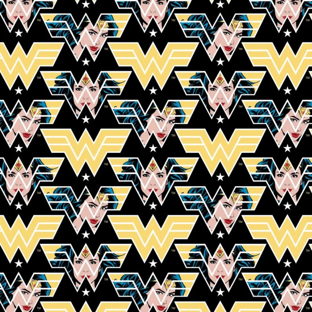 DC Comics Fabric Wonder Woman 1984 Face Crop in Black 1/3 Yard PRE-CUT ...