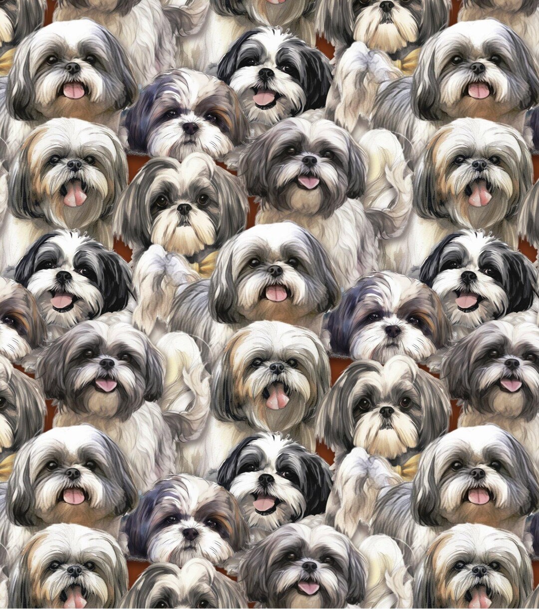 Dog Fabric Shih Tuz in Black From Elizabeth Studios 100% Cotton - Etsy
