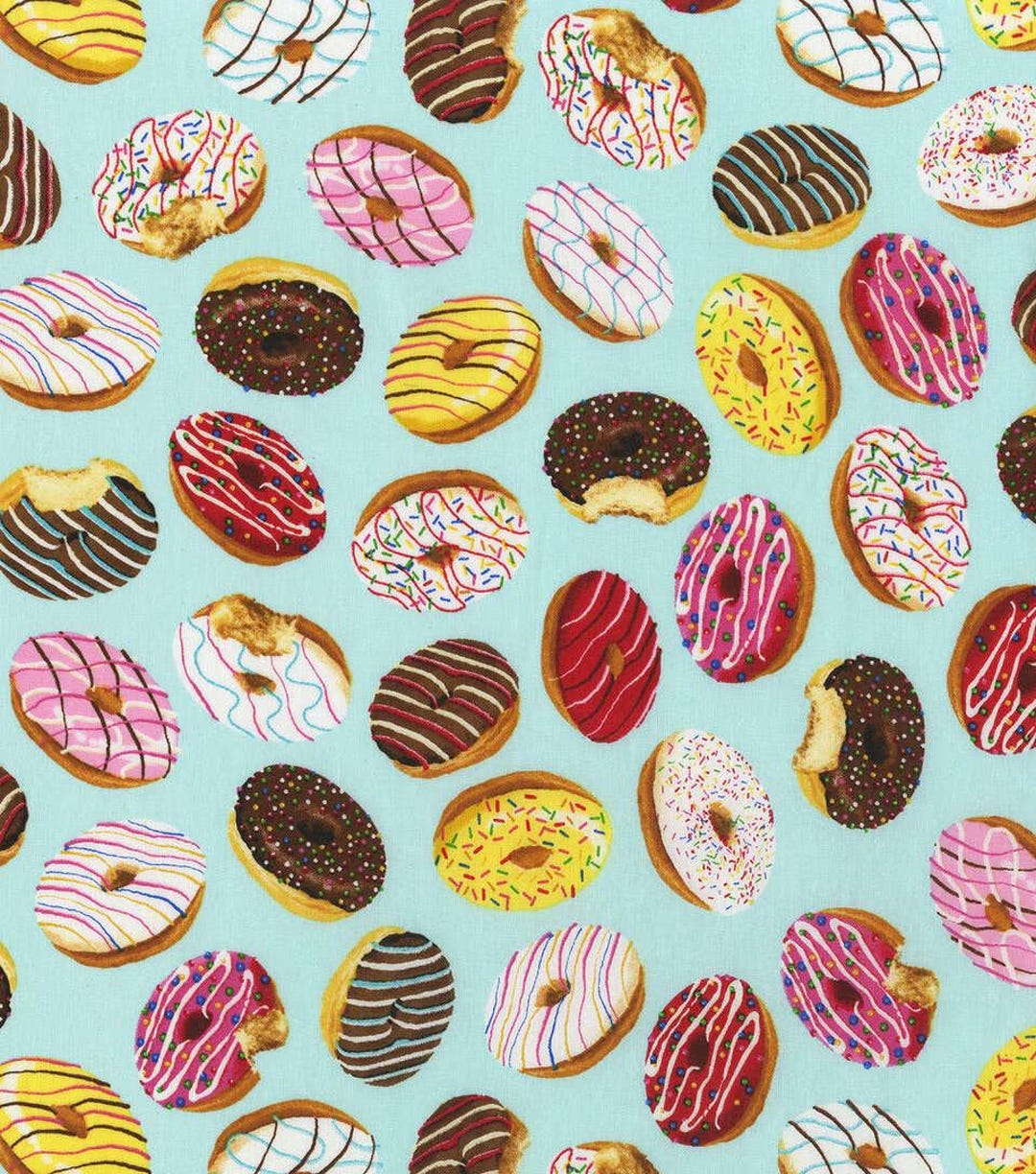 Food Fabric Donuts in Blue 100% Cotton - Etsy
