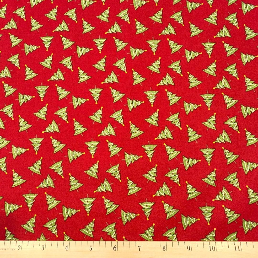 Christmas Fabric Trees Please in Red 100% Cotton - Etsy