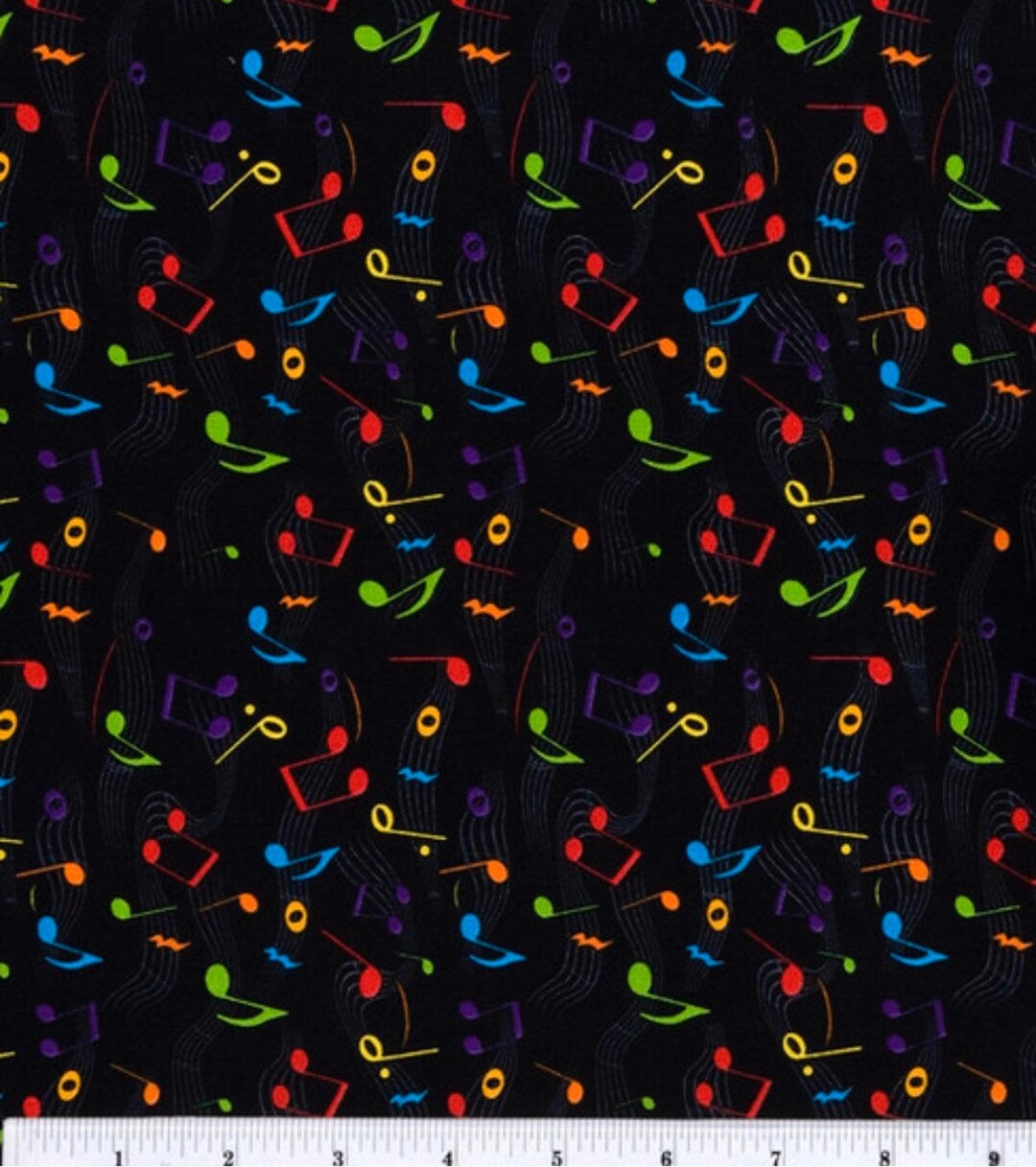 Music Fabric Music Notes Tossed in Black From Hi Fashion 100% Cotton - Etsy