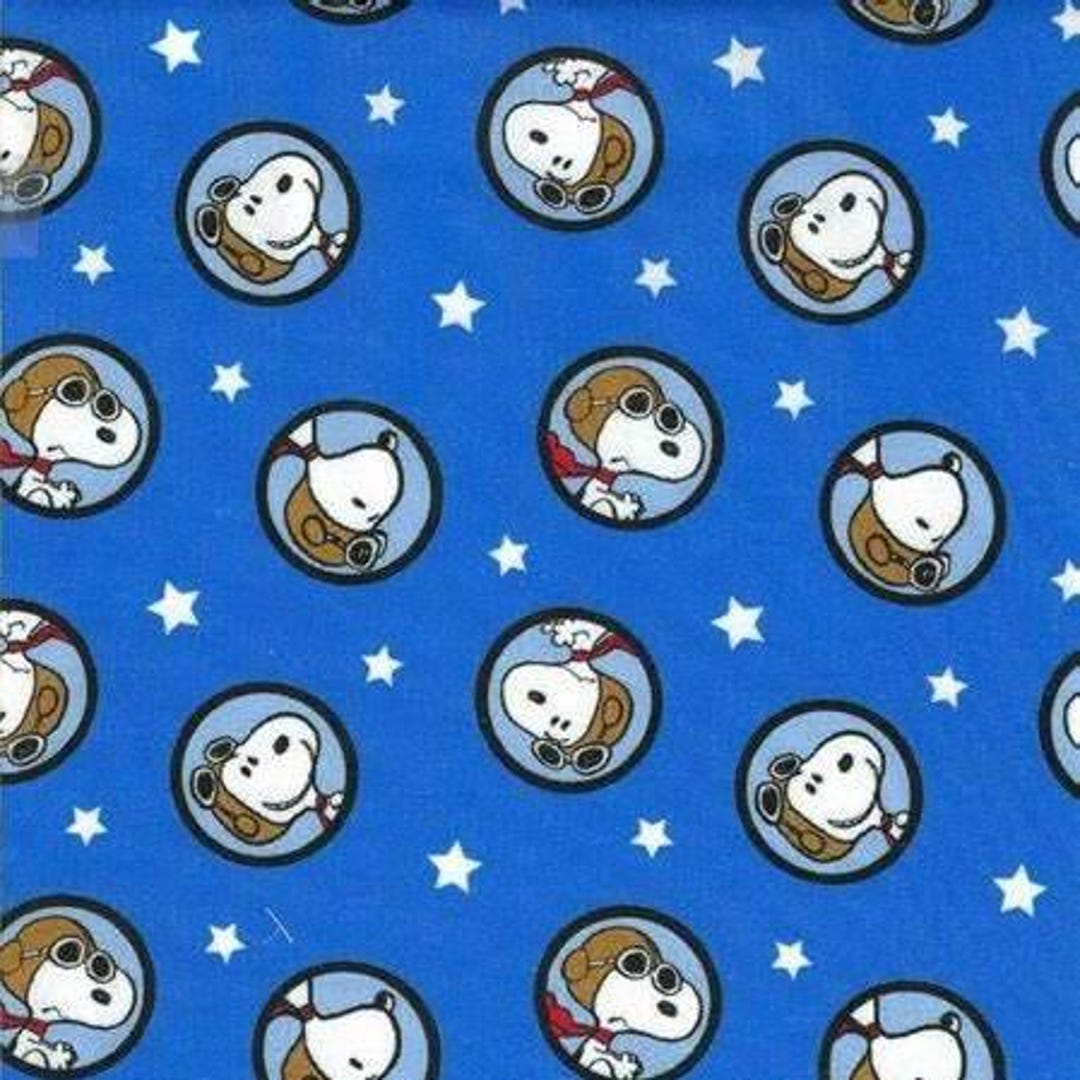 Peanuts Fabric Snoopy Red Baron Badges in Blue From Springs Creative ...