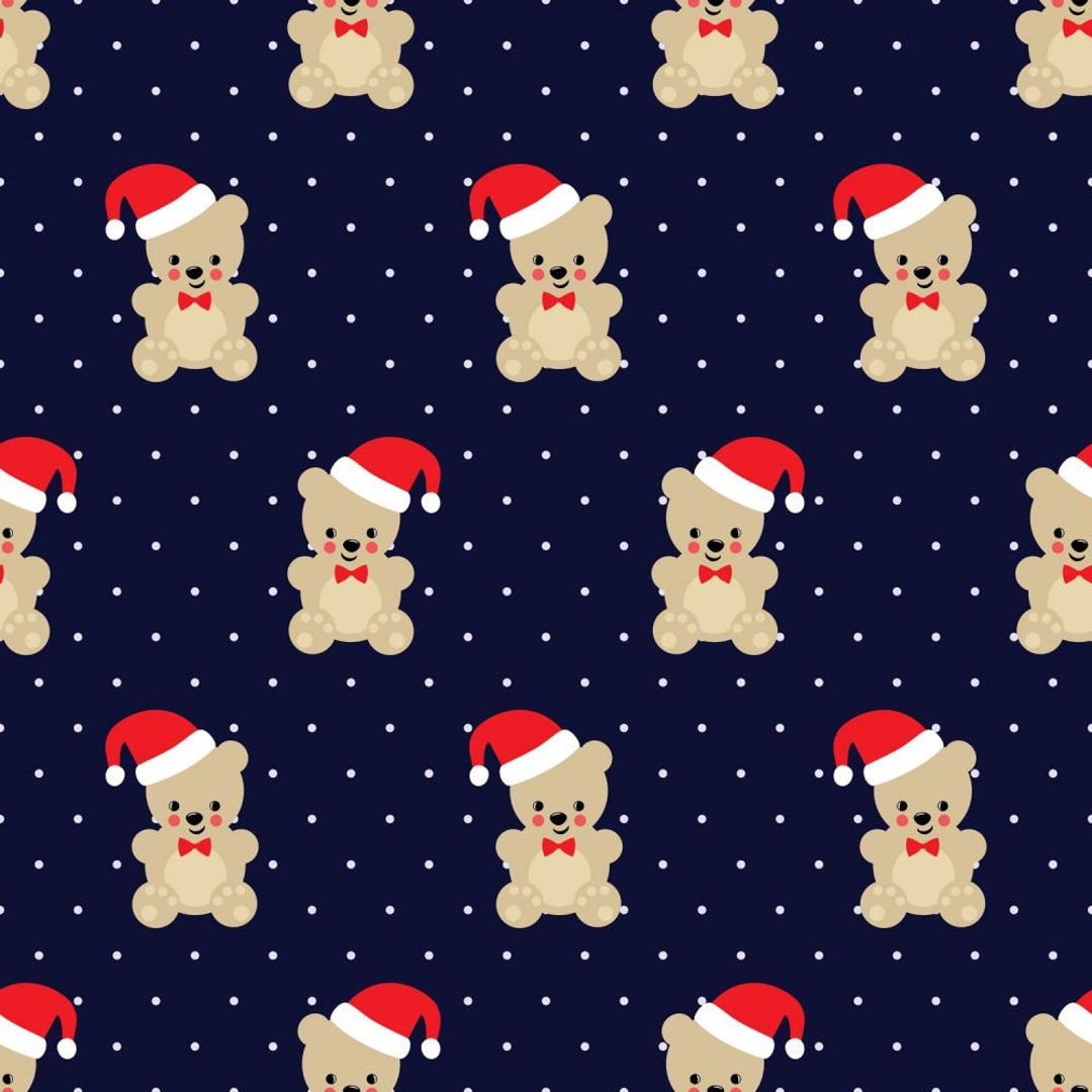 Christmas Fabric Teddy Bear in Navy Blue 100% Cotton - Etsy
