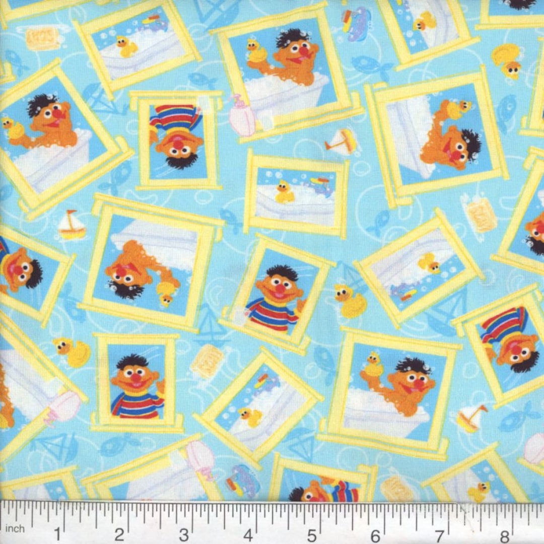 Sesame Street Fabric Ernie Bath Time in Blue From Springs Creative 100% ...