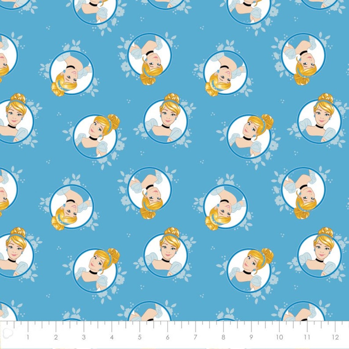 Disney Fabric Forever Princess Cinderella Circles in Blue 34"x44" From ...