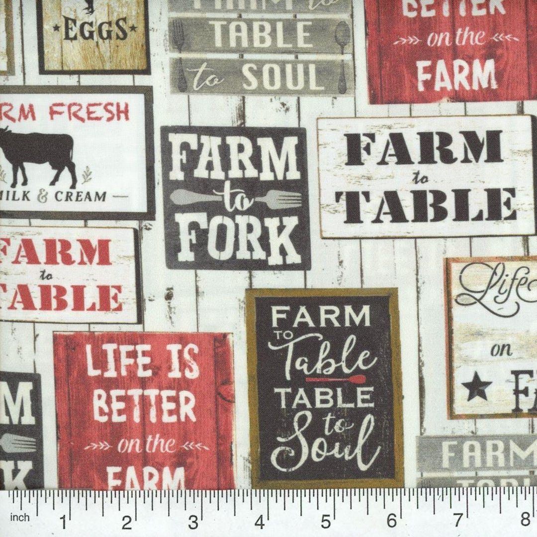 Sign Fabric Farm to Table in White 100% Cotton - Etsy
