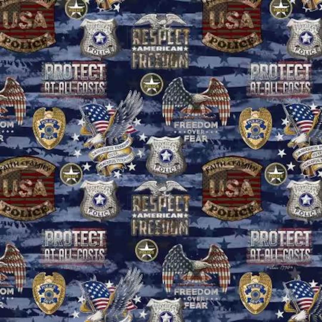 Police Fabric Police Department in Blue From Sykel 100% Cotton - Etsy