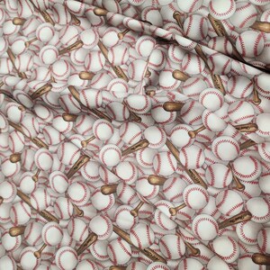 Sports Fabric Baseball in White From Elizabeth Studios 100% Cotton - Etsy