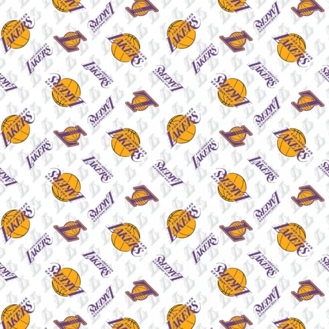 NBA Fabric Los Angeles Lakers Basketball in White From Camelot 100% ...