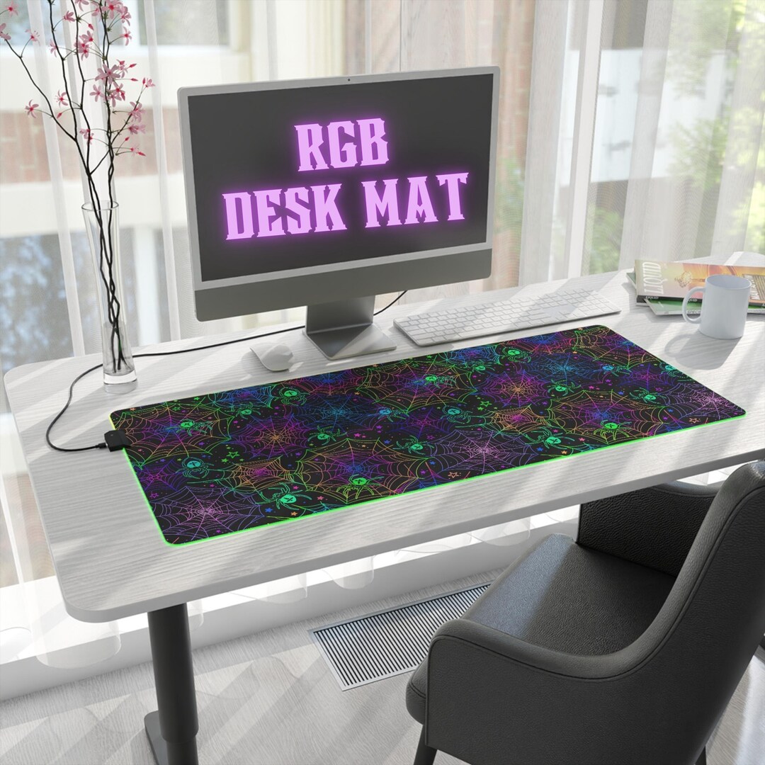 Pastel Goth Witch Spider Web RGB Desk Mat, Witch Gaming, Neon Large ...
