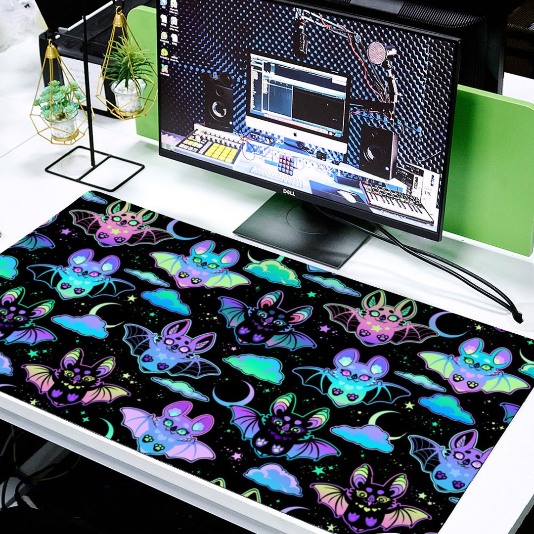 Pastel KAWAII Goth Bat Moon Deskmat Desk Mat Spooky Cute Gaming ...