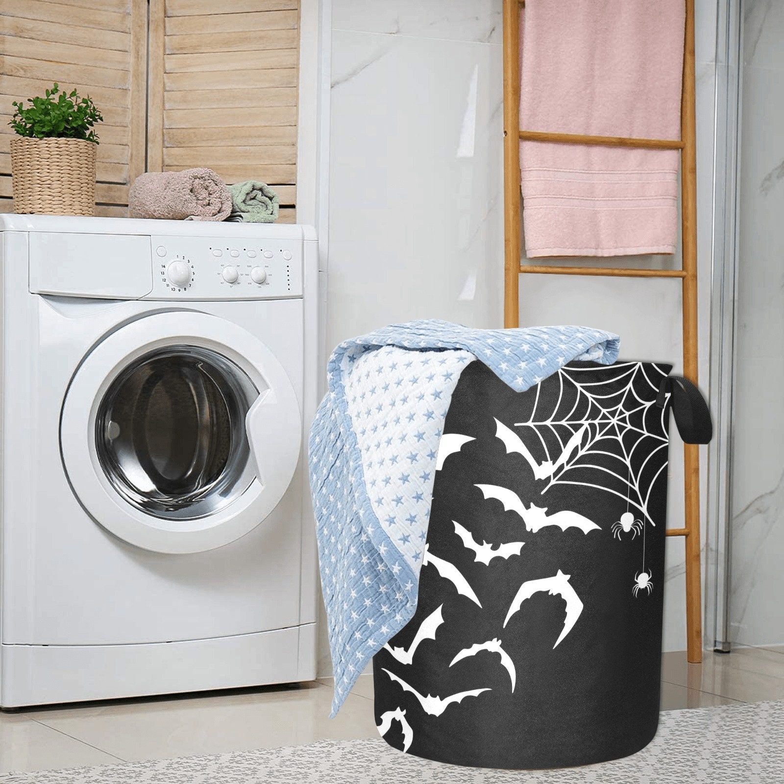 Goth Bat Spider Web Laundry Basket Gothic Bathroom Decor Witch ...