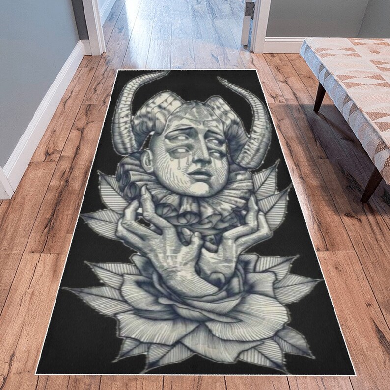 Occult Devil Demon Area Rug Goth Home Decor Gothic Bedroom - Etsy
