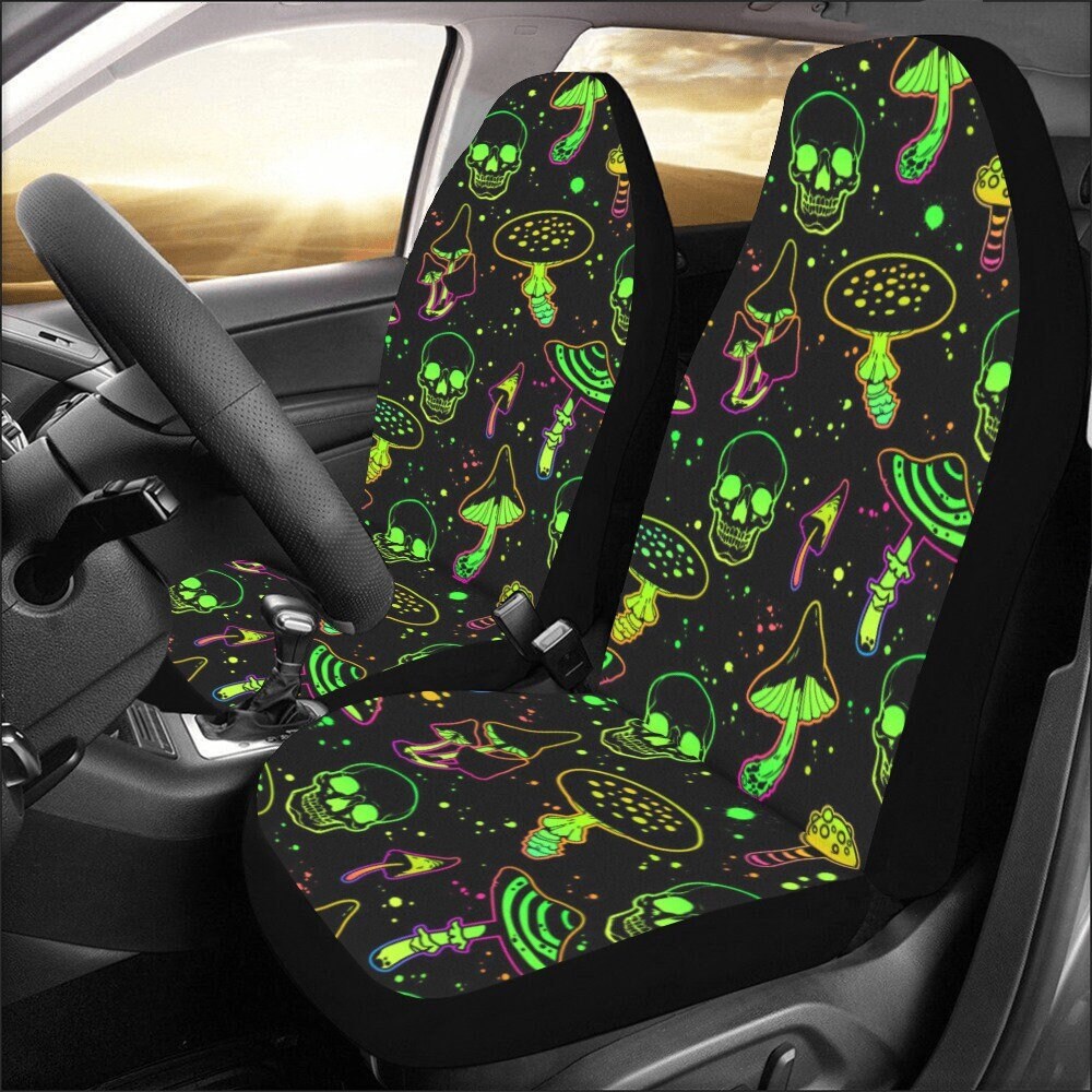 Pastel Goth Skull Mushroom Car Seat Covers, Headrest, Gothic Seats ...