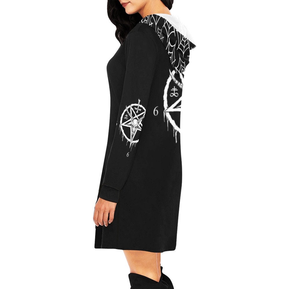 Goth Satanic Baphomet Mini Dress for Women, Comfortable Gothic Clothing ...