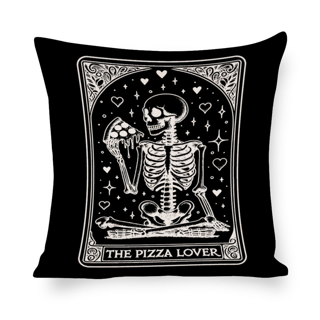 Funny Goth Tarot Card THE PIZZA LOVER Pillowcase Skeleton Gothic Home ...