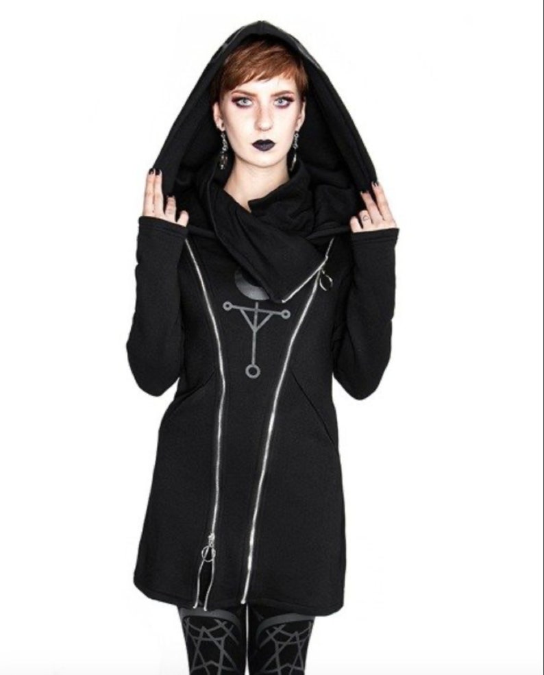 Twin Moon Oversized Hood Gothic Witchy Occult Symbols Hoodie - Etsy