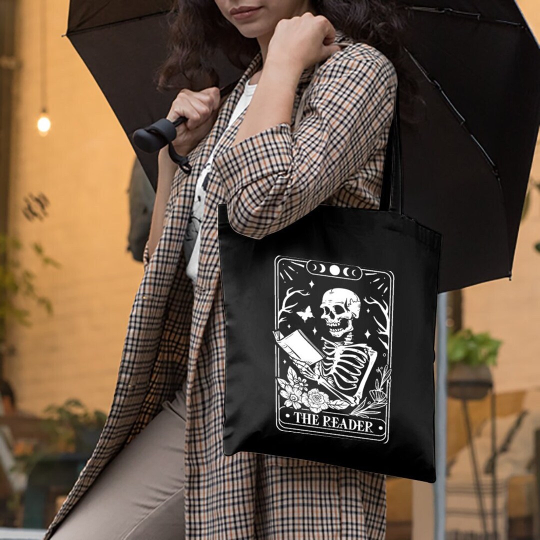Goth Canvas Tote Bag / Tarot Card / THE READER / Gothic Dark - Etsy