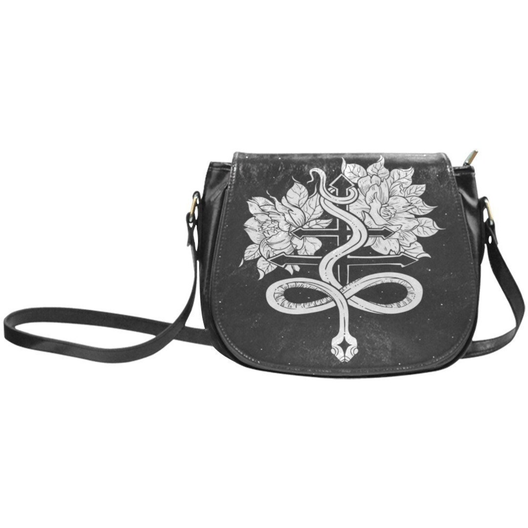 Goth Bag, Cross of Leviathan With a Snake and Flowers, Cross of Satan ...