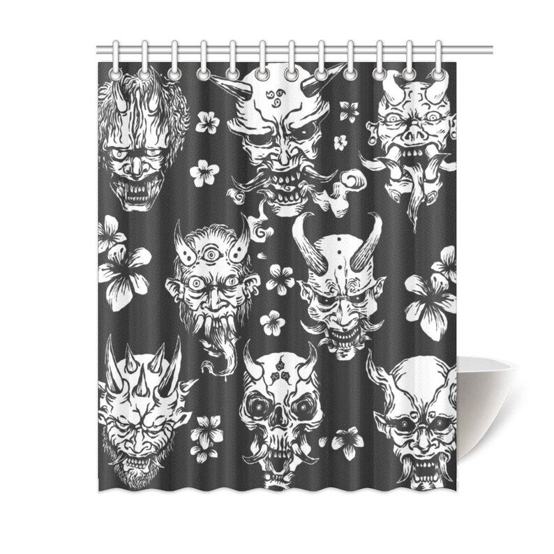 Goth Satanic Oni Demons Shower Curtain Evil Devil Gothic - Etsy