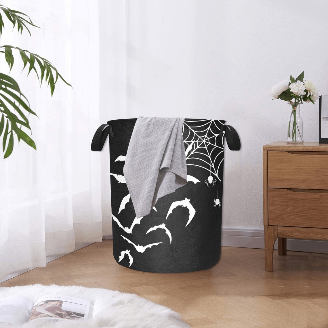 Goth Bat Spider Web Laundry Basket Gothic Bathroom Decor - Etsy