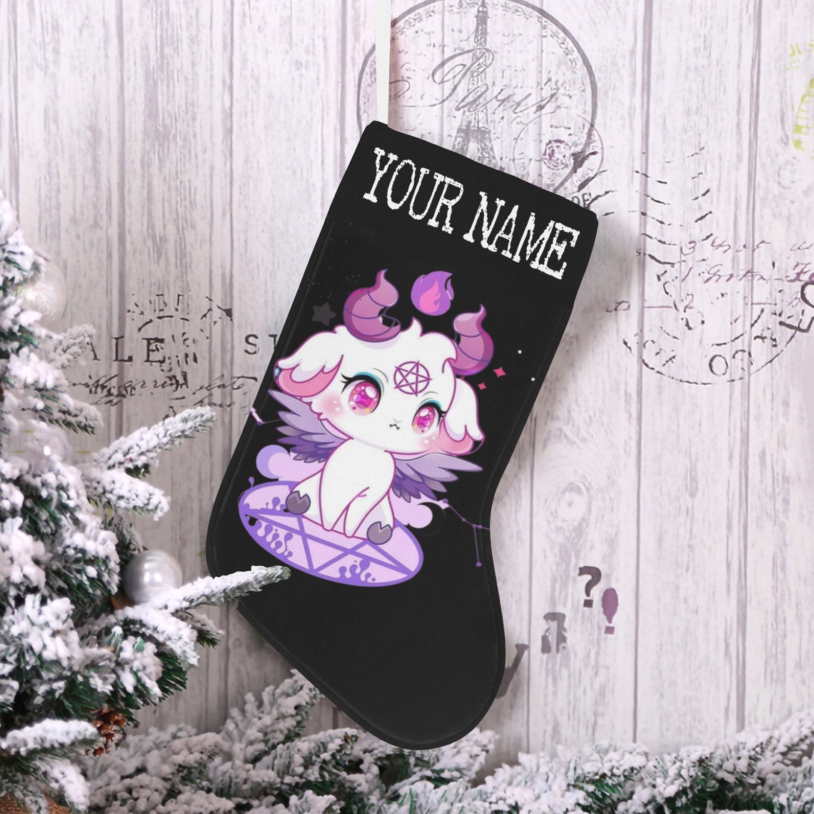 Satanic Christmas Stocking Black Christmas Stocking Goth - Etsy