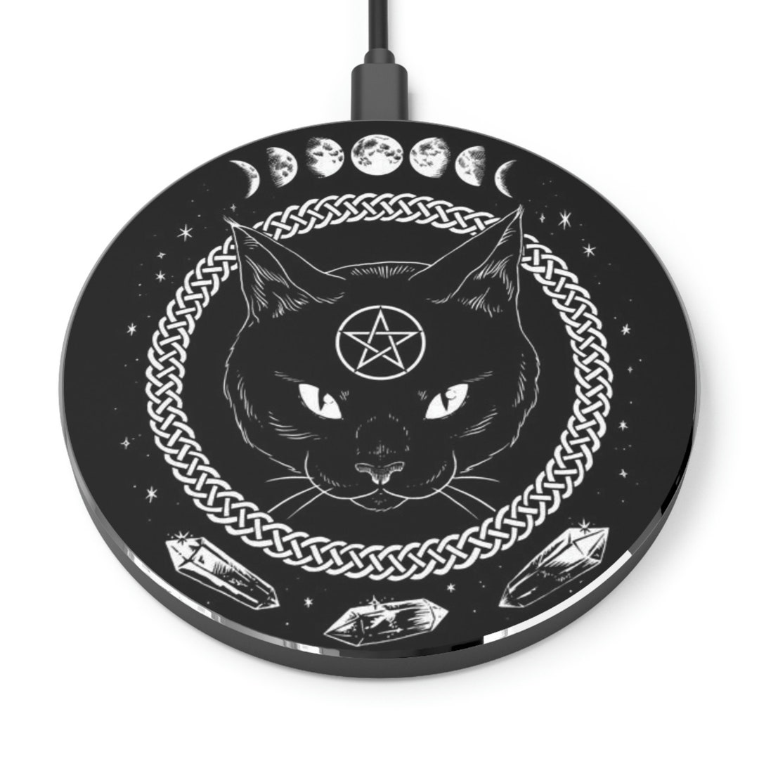 Goth Satanic Cat Wireless Charger, Witch Cell Phone Charger, Gothic ...