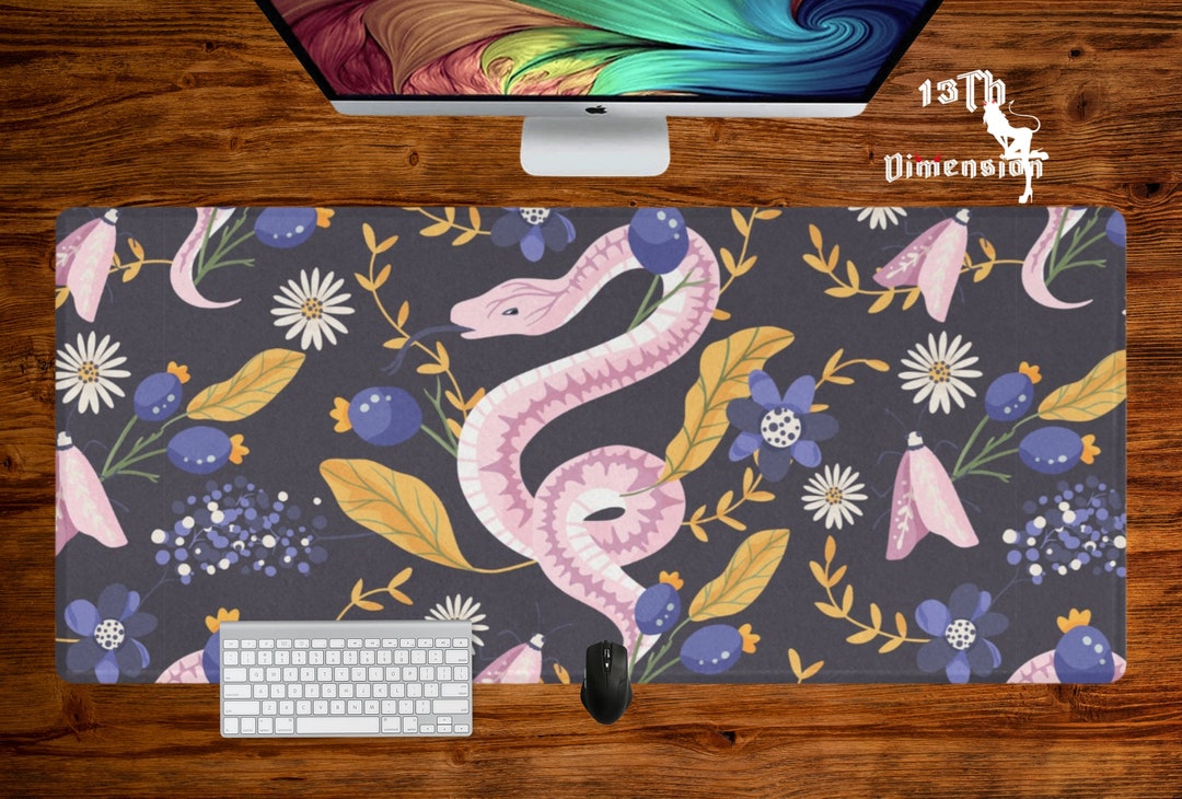 Cottagecore Mystical Snake Desk Mat, Witch Moon Phases Desk Mat XL ...