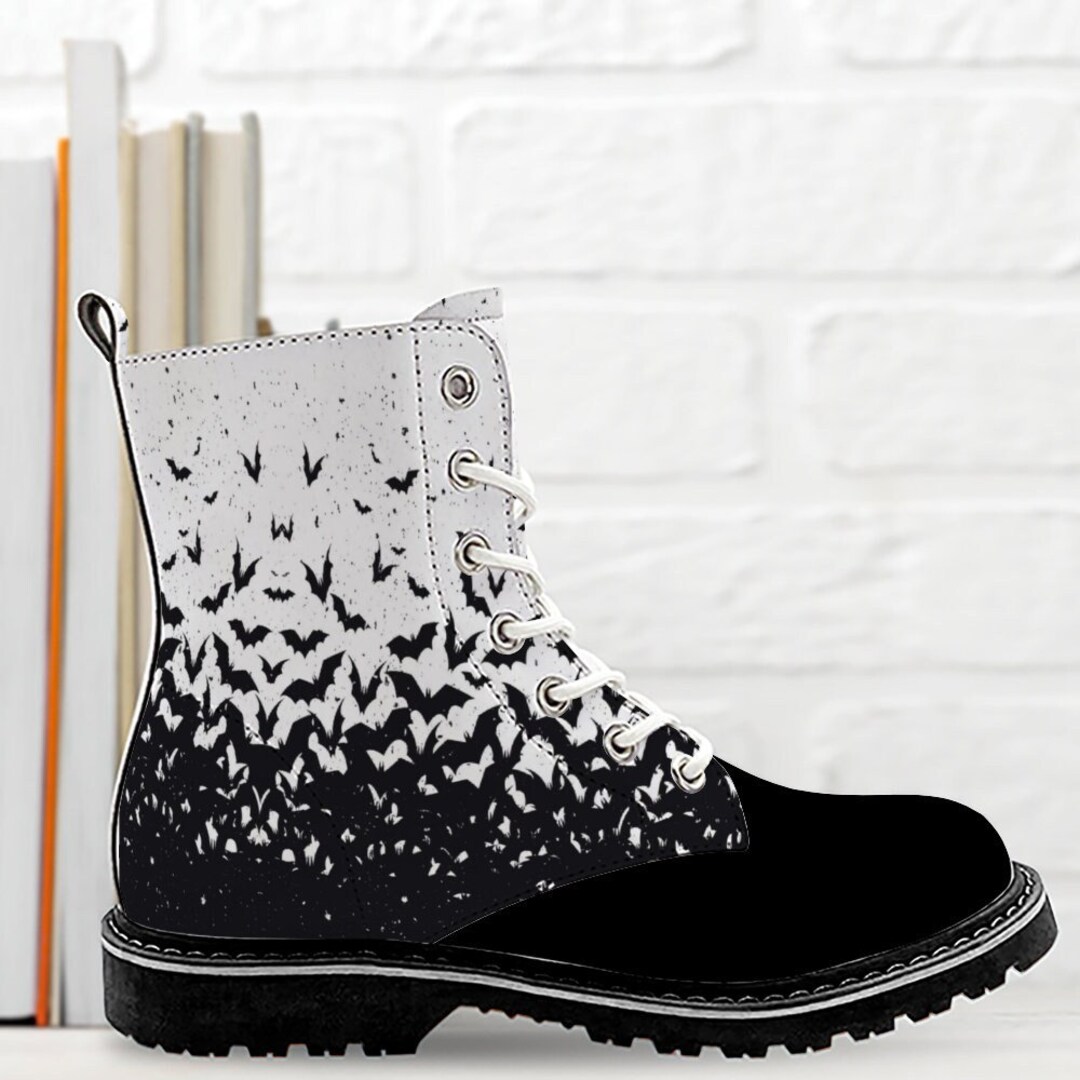 Goth Witchy Bat Round Toe Boots Fashion Unisex, Vegan Leather Men ...