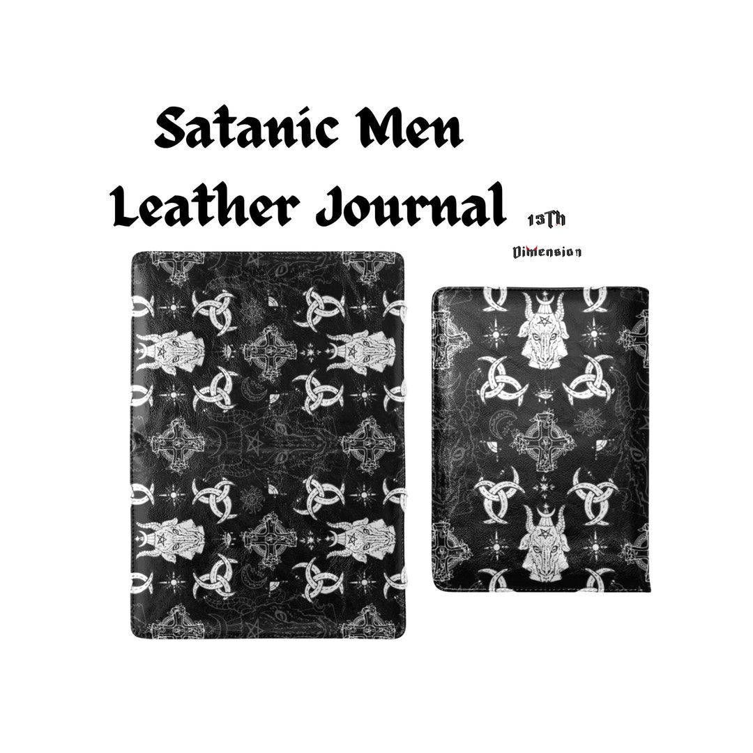Satanic Baphomet Leather Journal for Men, Satan Notebook, Occult ...