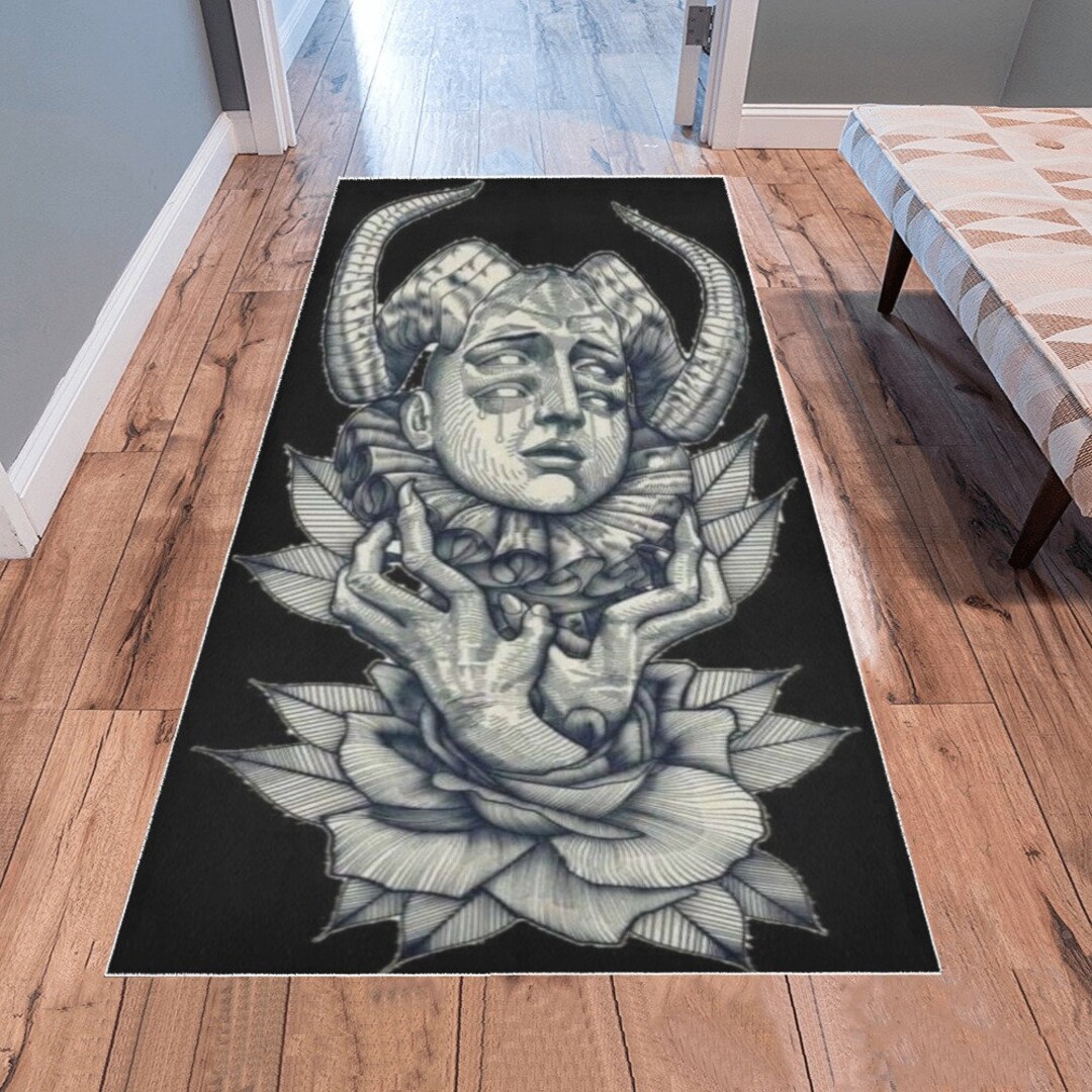 Occult Devil Demon Area Rug Goth Home Decor Gothic Bedroom - Etsy