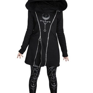 Twin Moon Oversized Hood Gothic Witchy Occult Symbols Hoodie - Etsy