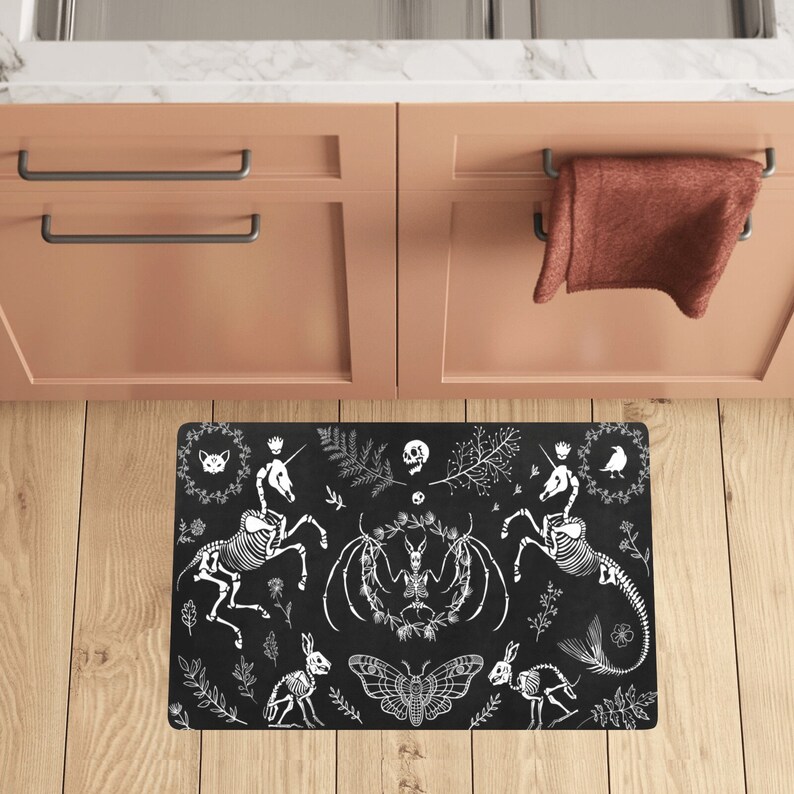 Goth Skeleton Skull Unique Kitchen Mat Gothic Home Decor - Etsy