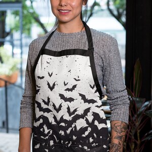Pastel Goth Bat Bats Black White Witch Apron, Gothic Kitchen Decor ...
