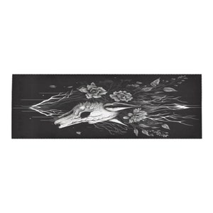 Goth Wolf Skull Deadly Nightshade Area Rug Dark Home Decor Gothic ...