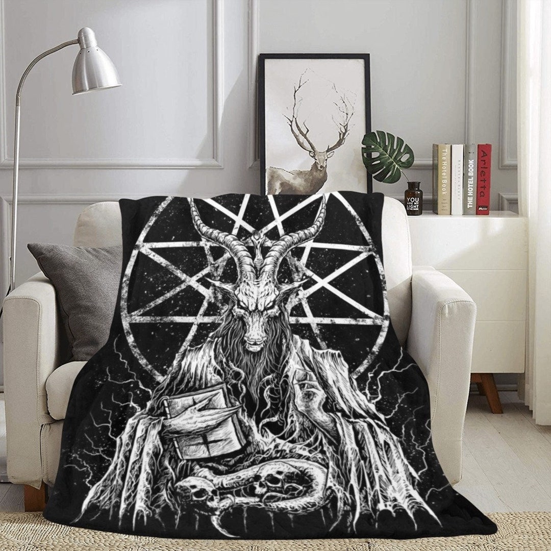 Goth Baphomet Satanic Fleece Blanket, Gothic Demonic Throw, Satanic ...