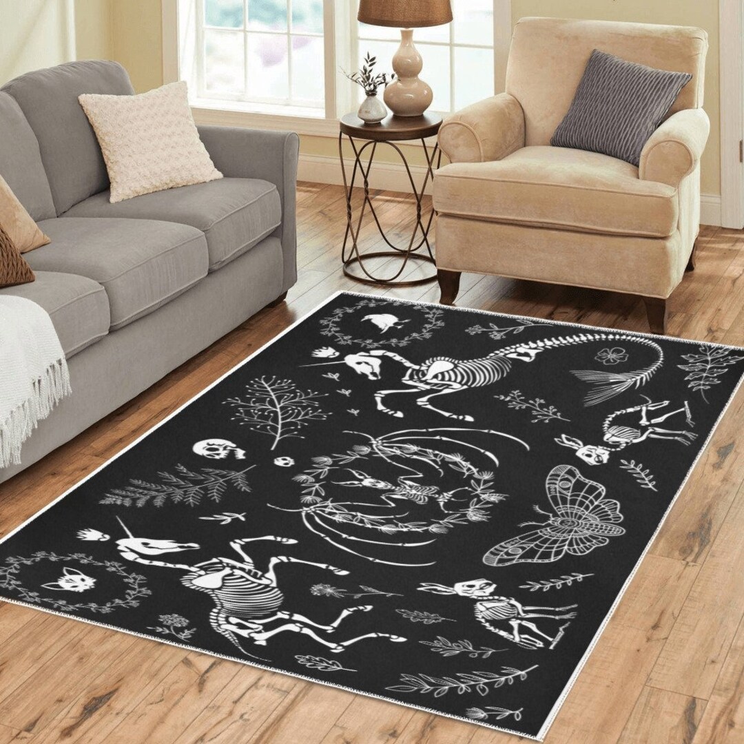 Goth Skeleton Rug, Gothic Home Décor, Goth Décor, Halloween Decor ...