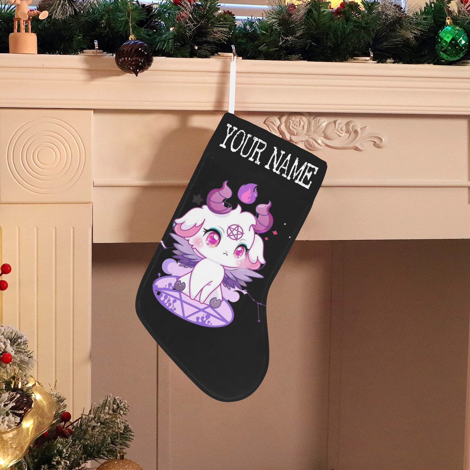 Satanic Christmas Stocking Black Christmas Stocking Goth - Etsy