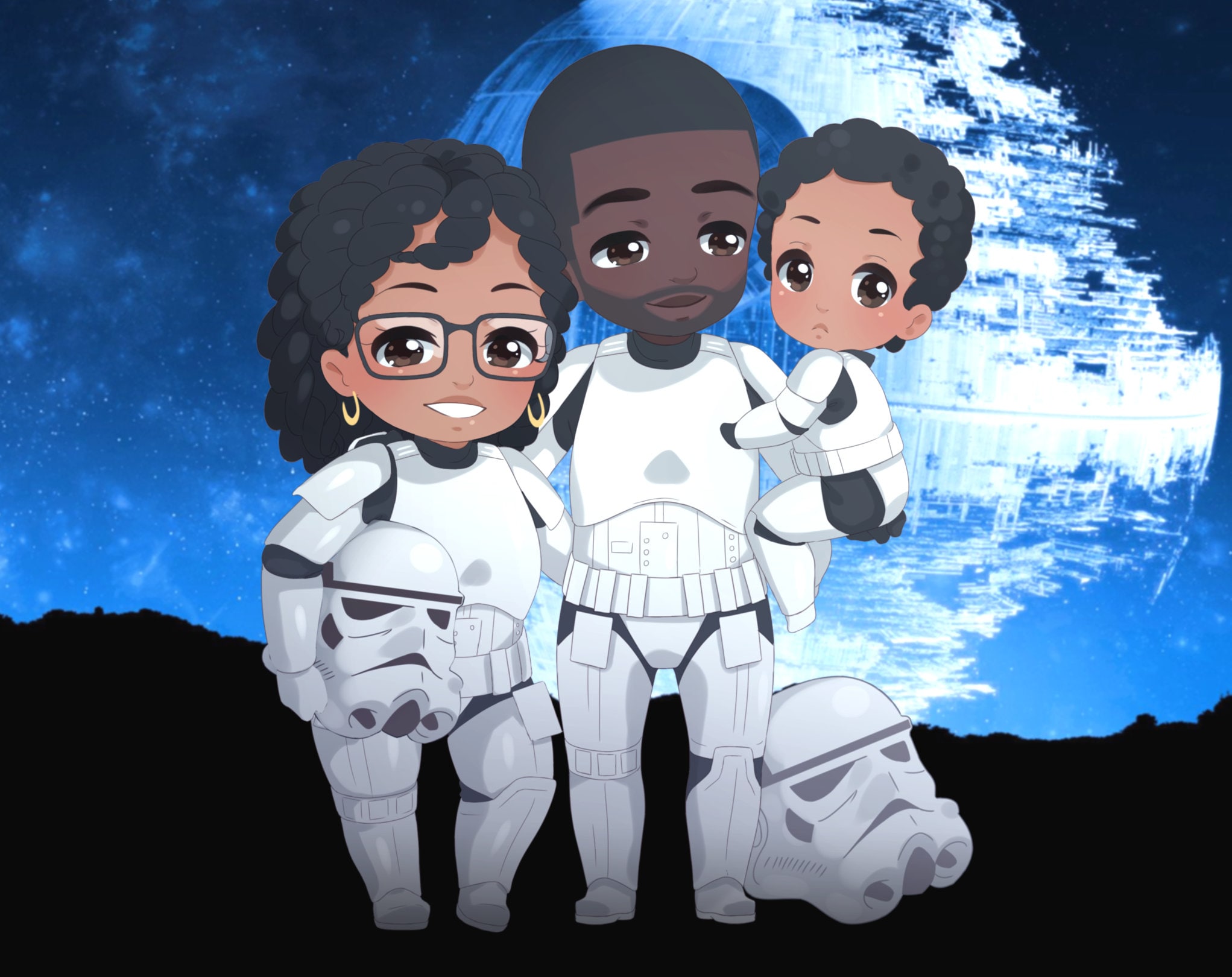 Custom Anime Portraits – Anime Style Drawing – Chibi Family Portrait ...