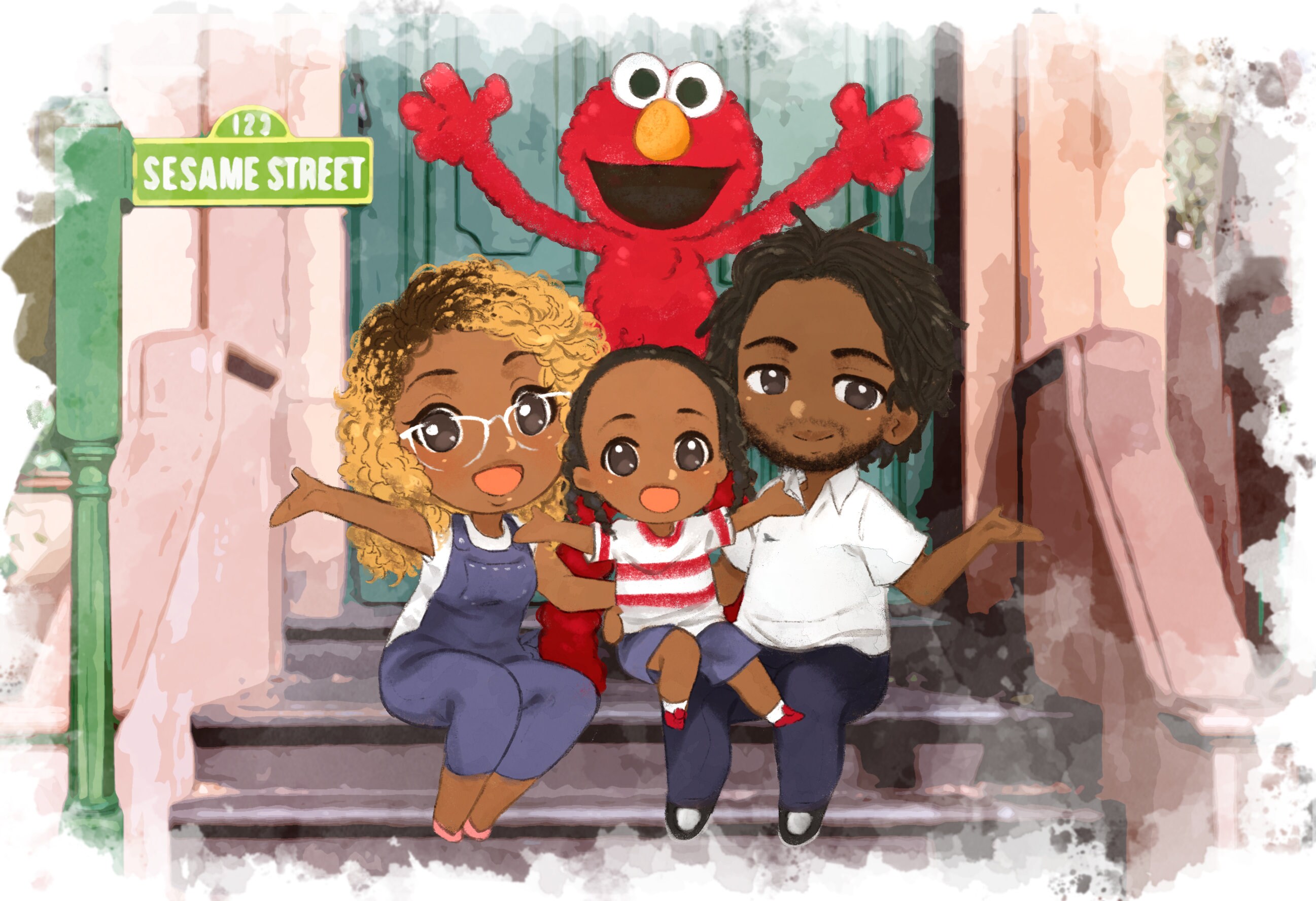 Custom Anime Portraits – Anime Style Drawing – Chibi Family Portrait ...