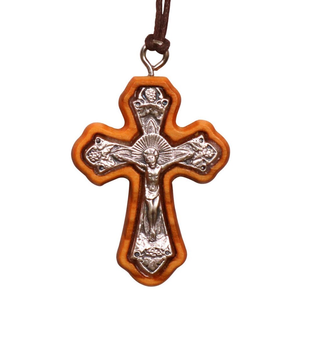 Nazareth Fair Trade Anglican Olive Wood Cross Pendant Necklace ...
