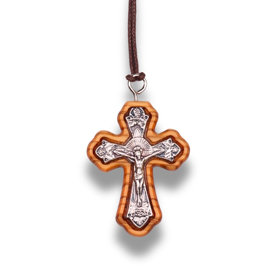 Olive Wood Anglican Crucifix Necklace – Handcrafted in Nazareth - Etsy