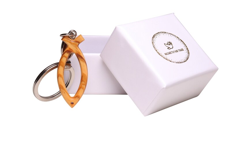 Jesus Fish Ichthus Olive Wood Symbol Keychain Handmade in - Etsy