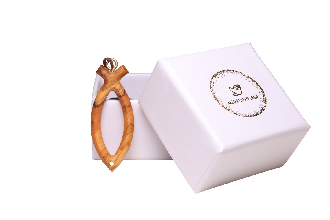 Jesus Fish Ichthus Olive Wood Symbol Cross Necklace Handmade - Etsy UK
